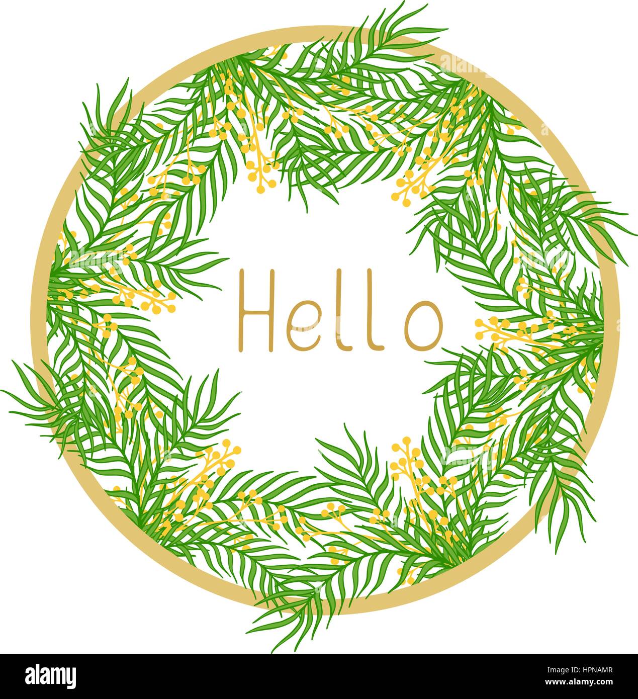 Spring illustration with handwritten text, leaves and branches Stock ...