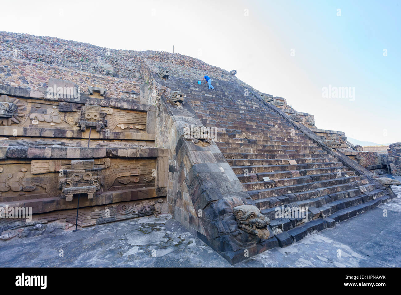The famous and historical Feathered Serpent Pyramid in Teotihuacan ...
