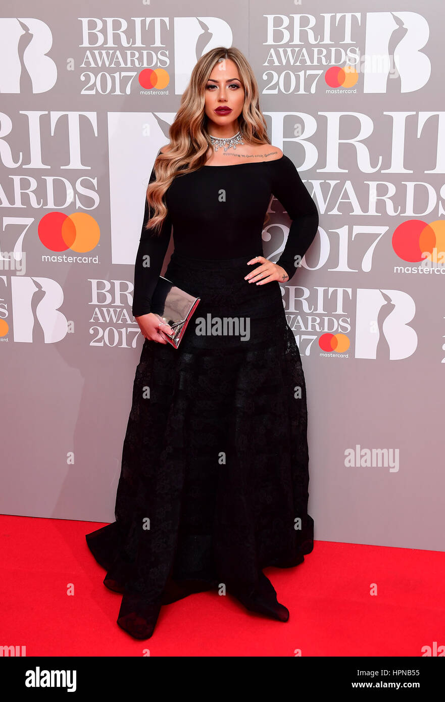 Holly Hagan attending the Brit Awards at the O2 Arena, London. PRESS ...