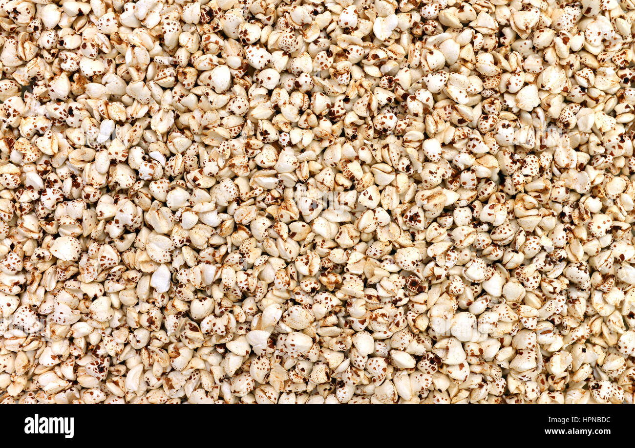 expanded buckwheat seeds texture food pufarin pattern Stock Photo - Alamy