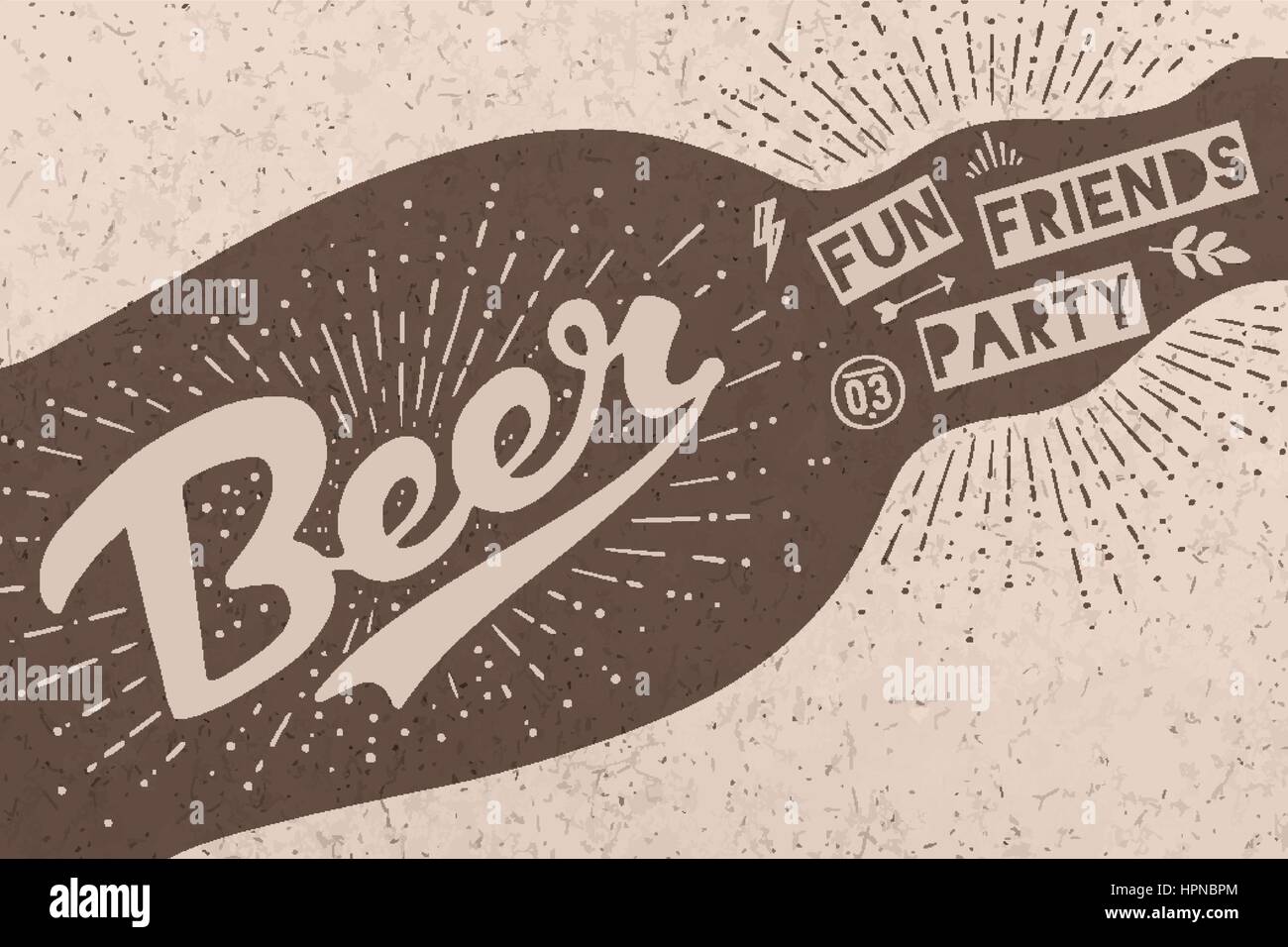 Bottle with hand drawn lettering, text Beer Here Stock Vector Image ...
