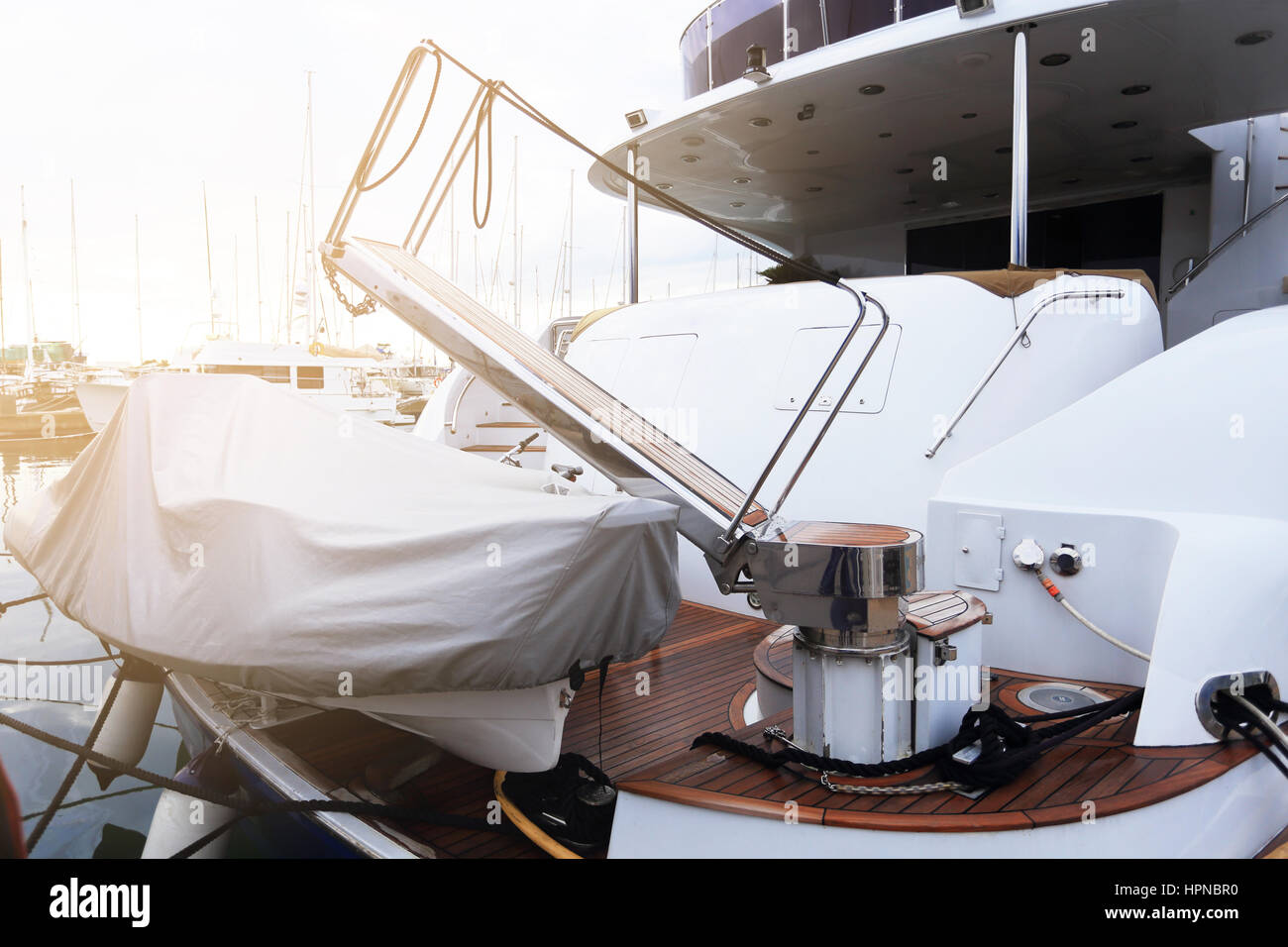 landing device for boat or yacht with wood Stock Photo - Alamy