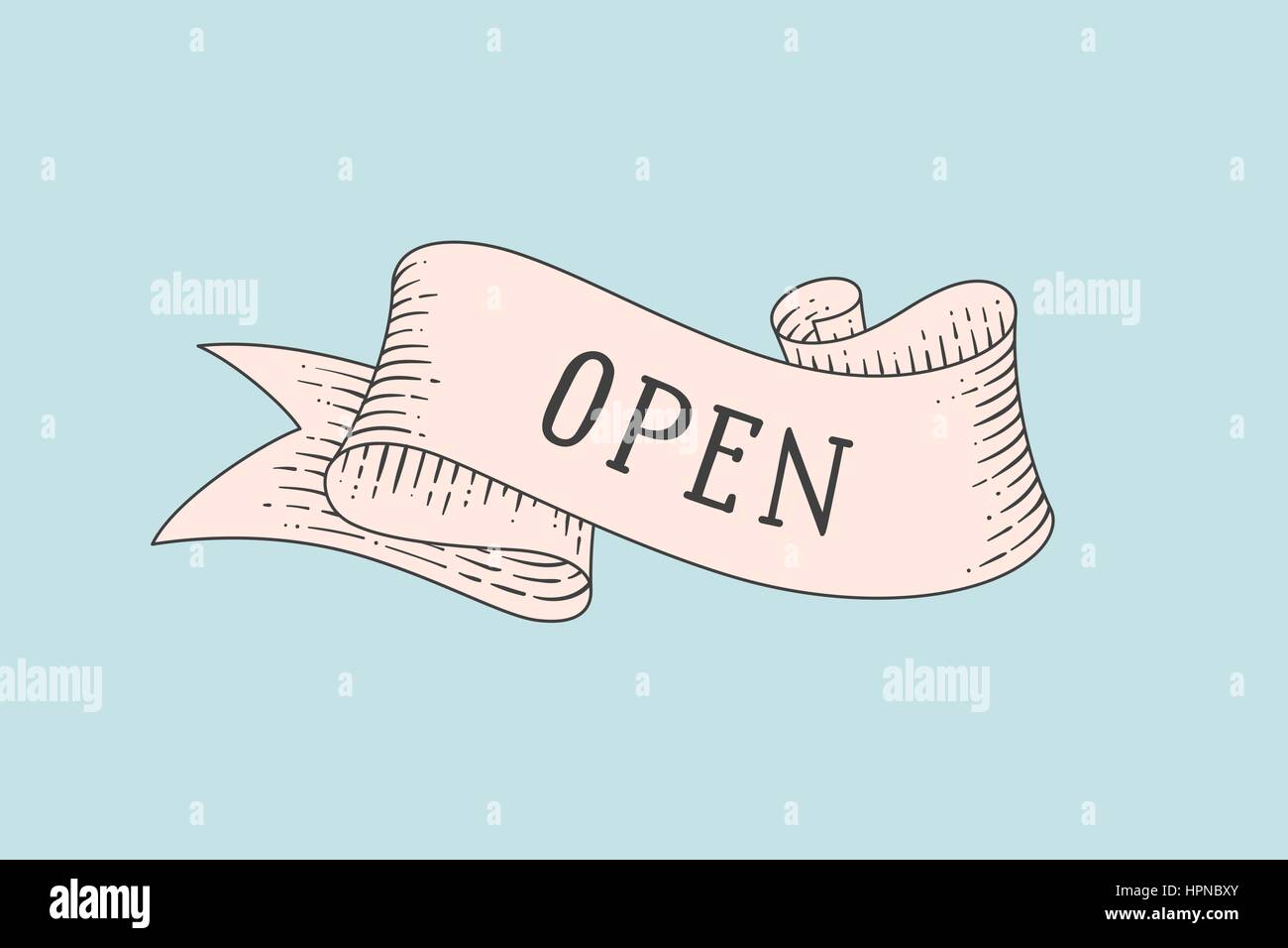 Ribbon banner word open hi-res stock photography and images - Alamy