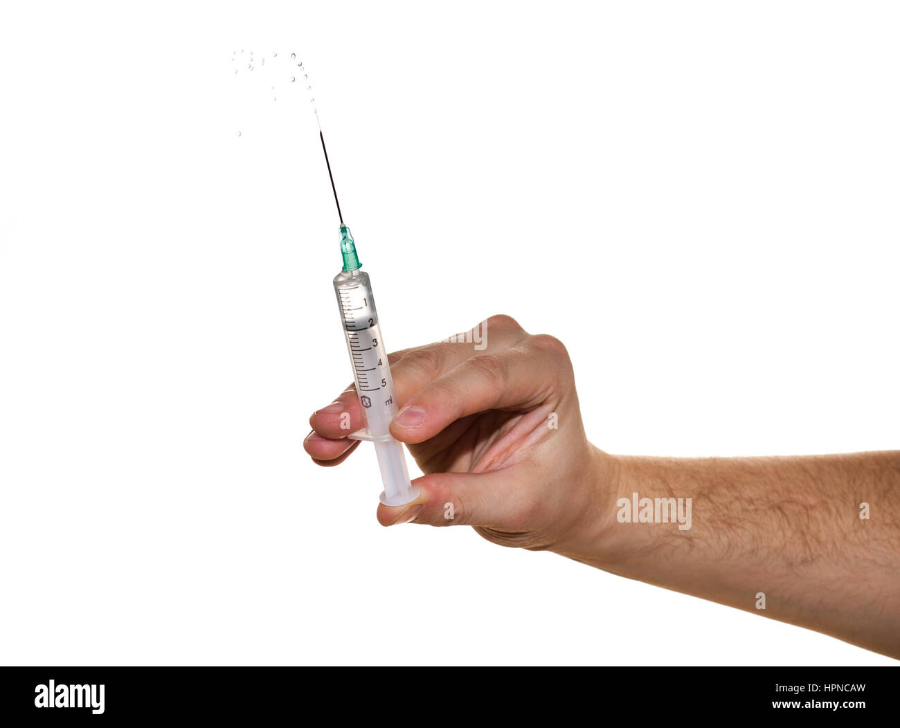 Hand hold syringe with insulin isolated on white background Stock Photo ...
