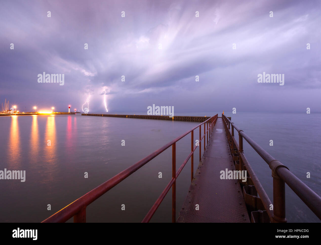 A thunderstorm with lightning over Lake Ontario. Bronte, Oakville ...