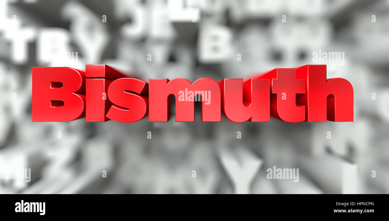 Bismuth - Red text on typography background - 3D rendered royalty free ...