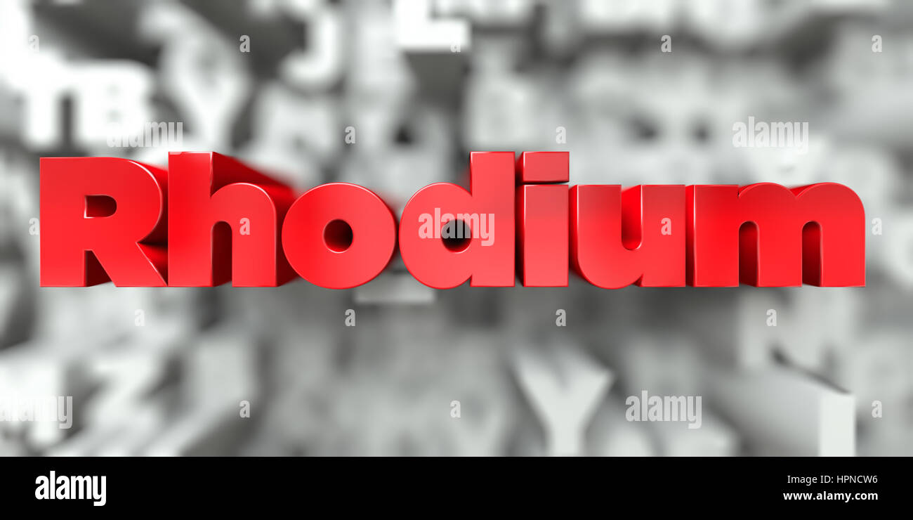 Rhodium - Red text on typography background - 3D rendered royalty free ...