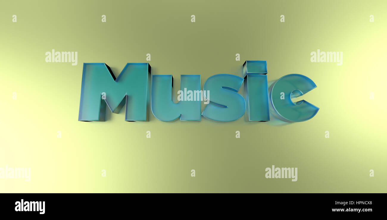 Music - colorful glass text on vibrant background - 3D rendered royalty ...