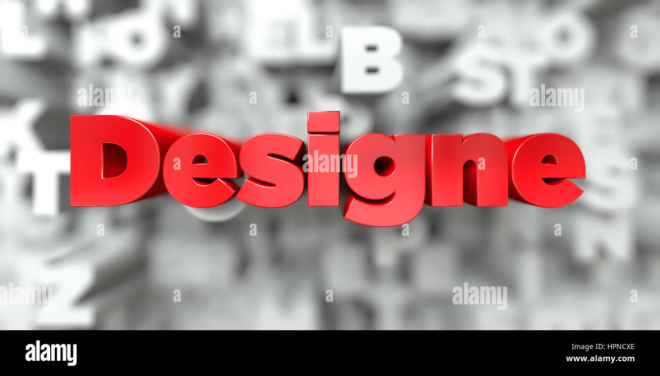 Designe - Red text on typography background - 3D rendered royalty free ...
