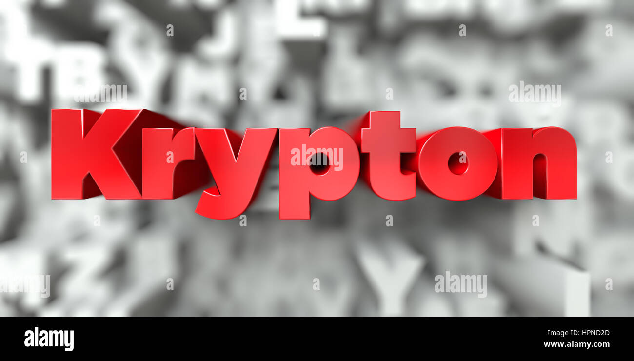 Krypton - Red text on typography background - 3D rendered royalty free ...