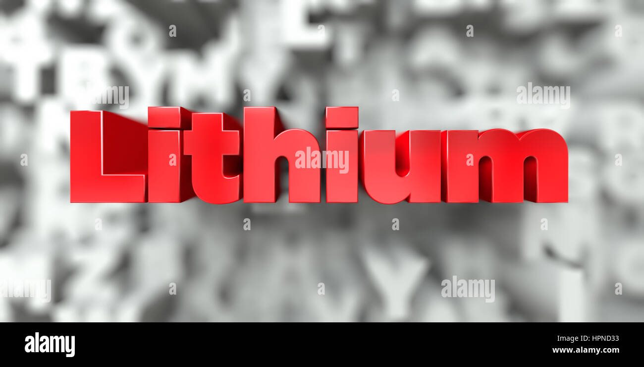 Lithium - Red text on typography background - 3D rendered royalty free ...