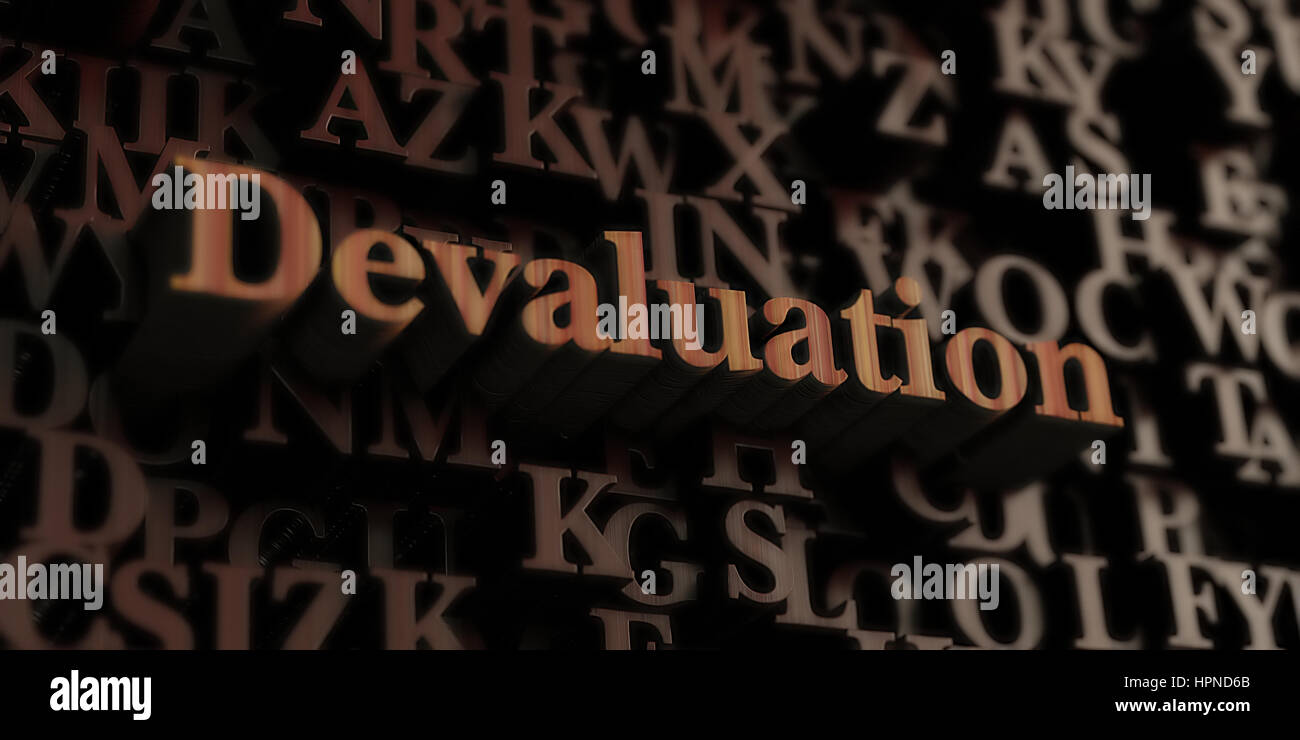 Devaluation - Wooden 3D rendered letters/message. Can be used for an ...