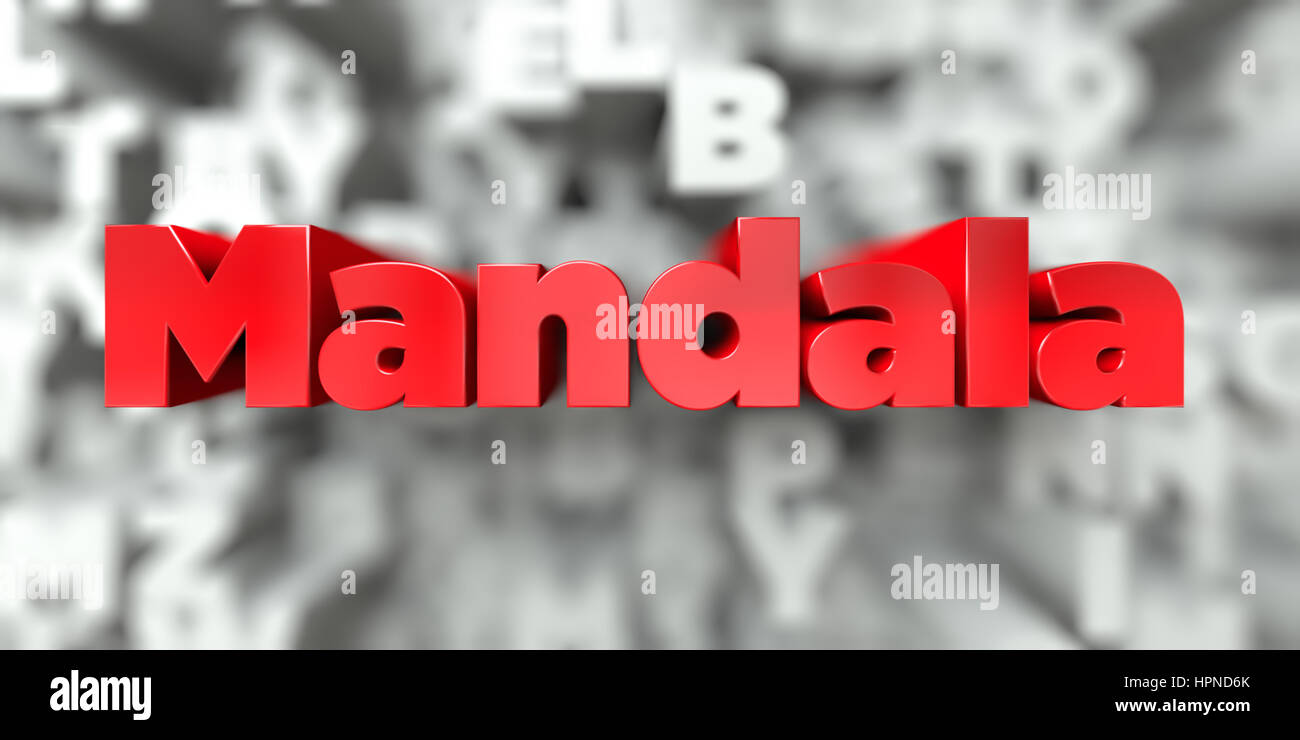 Mandala - Red text on typography background - 3D rendered royalty free ...