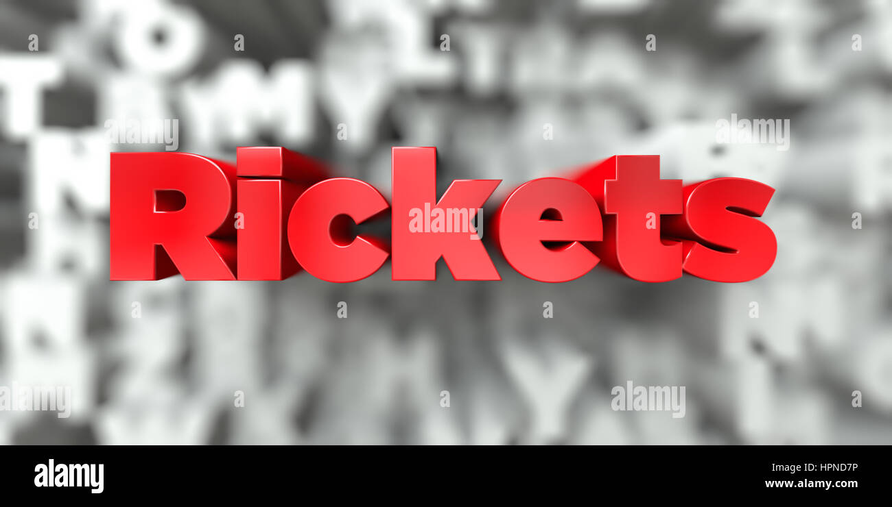 Rickets - Red text on typography background - 3D rendered royalty free ...