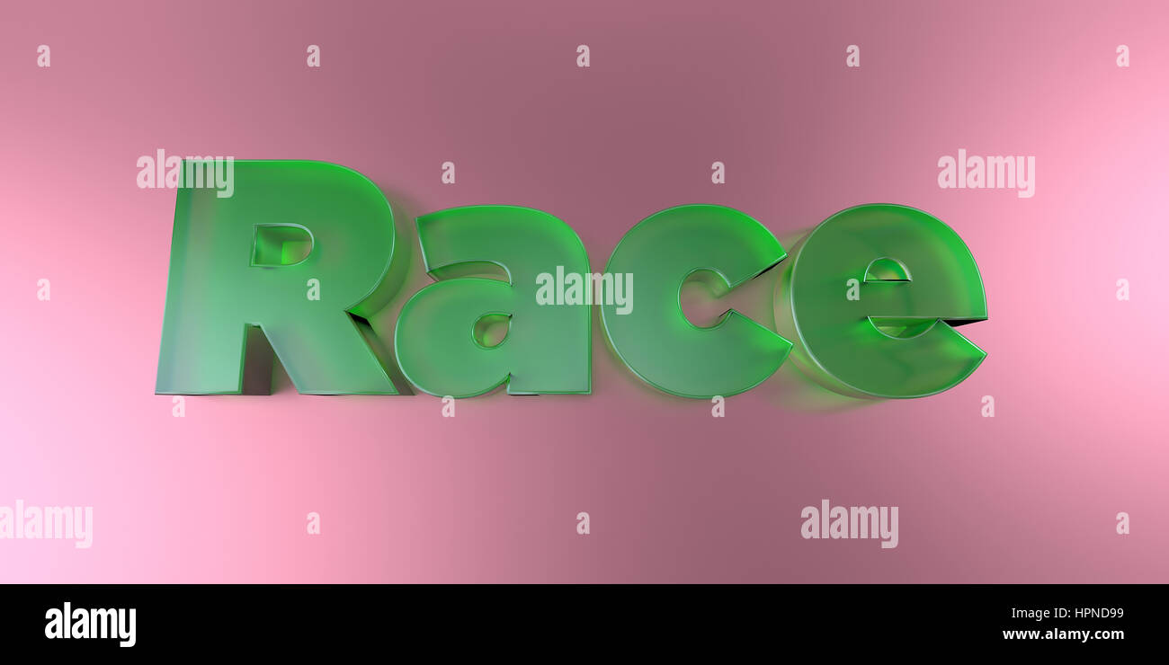 Race - colorful glass text on vibrant background - 3D rendered royalty ...