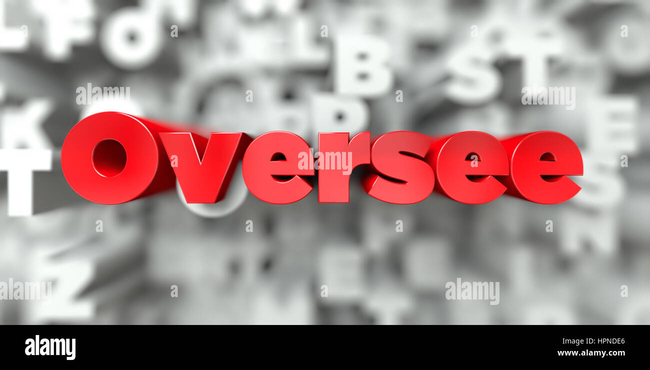 Oversee - Red text on typography background - 3D rendered royalty free ...