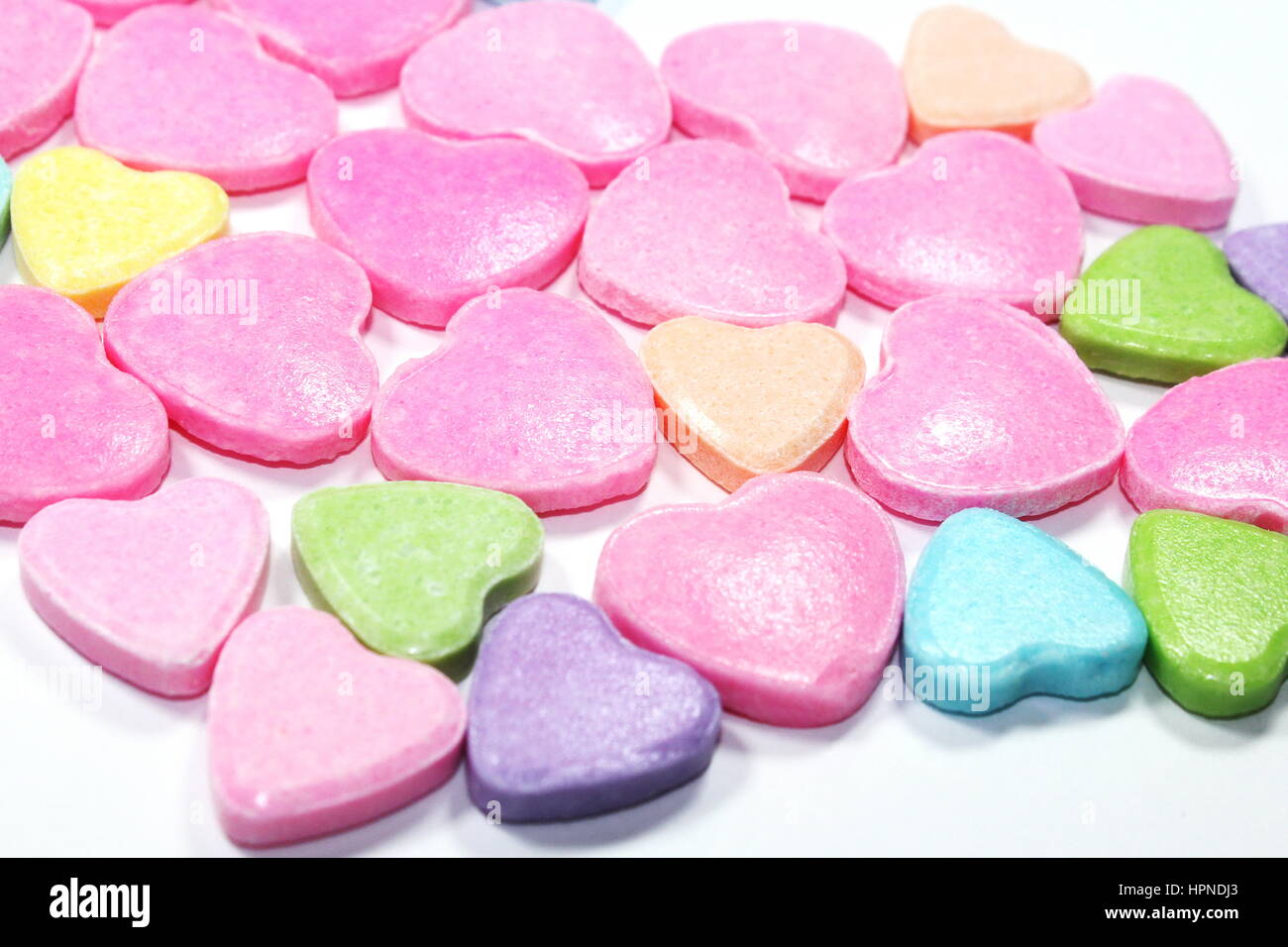 Colorful Heart Candies Isolated on White Background Stock Photo - Alamy
