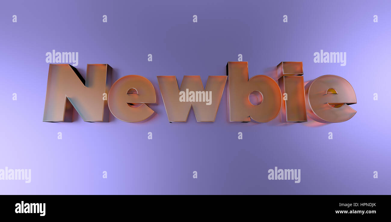 Newbie - colorful glass text on vibrant background - 3D rendered ...