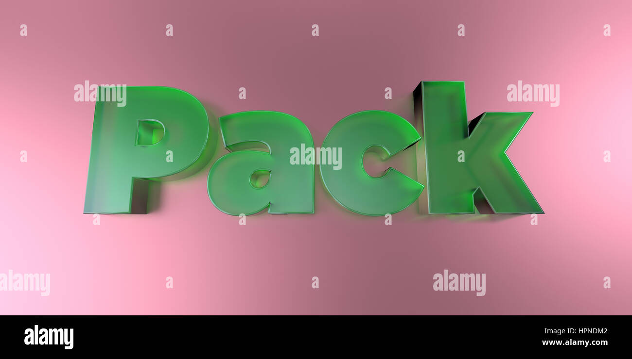 Pack - colorful glass text on vibrant background - 3D rendered royalty ...