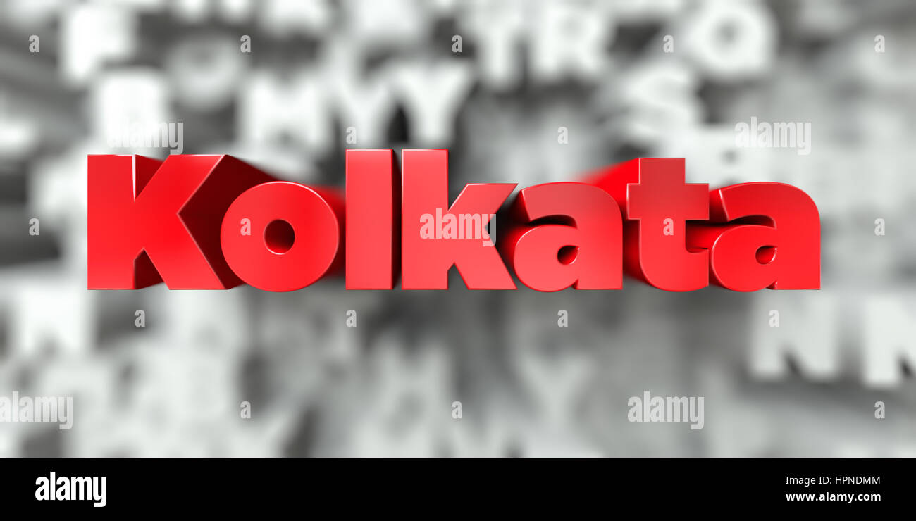 Kolkata - Red text on typography background - 3D rendered royalty free ...