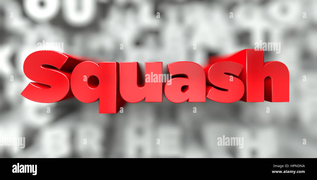 Squash - Red text on typography background - 3D rendered royalty free ...