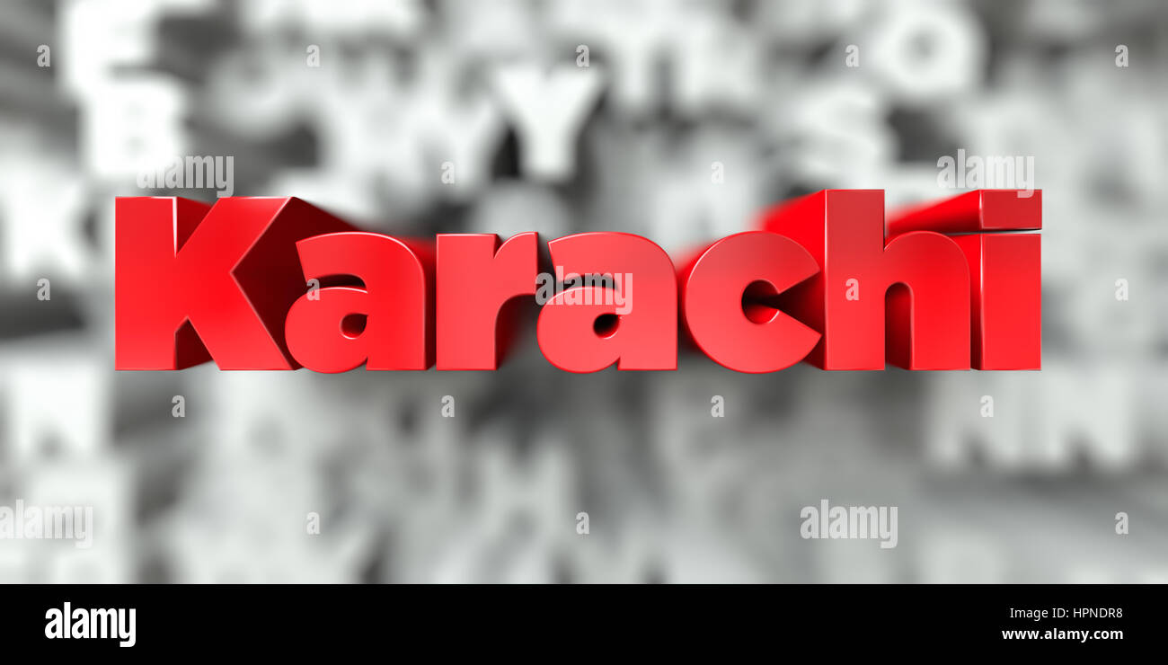 Karachi - Red text on typography background - 3D rendered royalty free ...