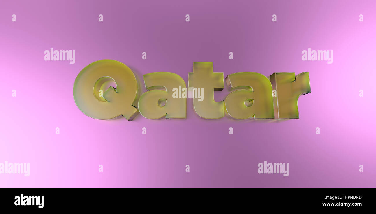 Qatar - colorful glass text on vibrant background - 3D rendered royalty ...