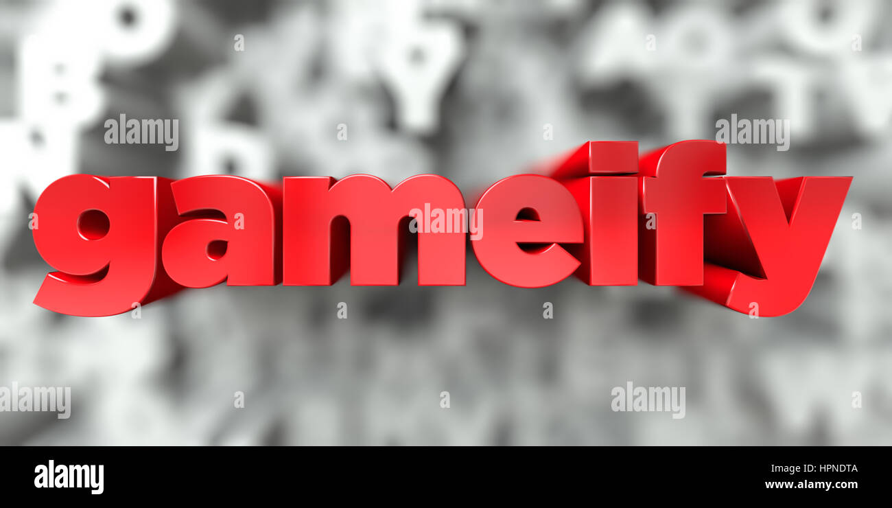 gameify - Red text on typography background - 3D rendered royalty free ...