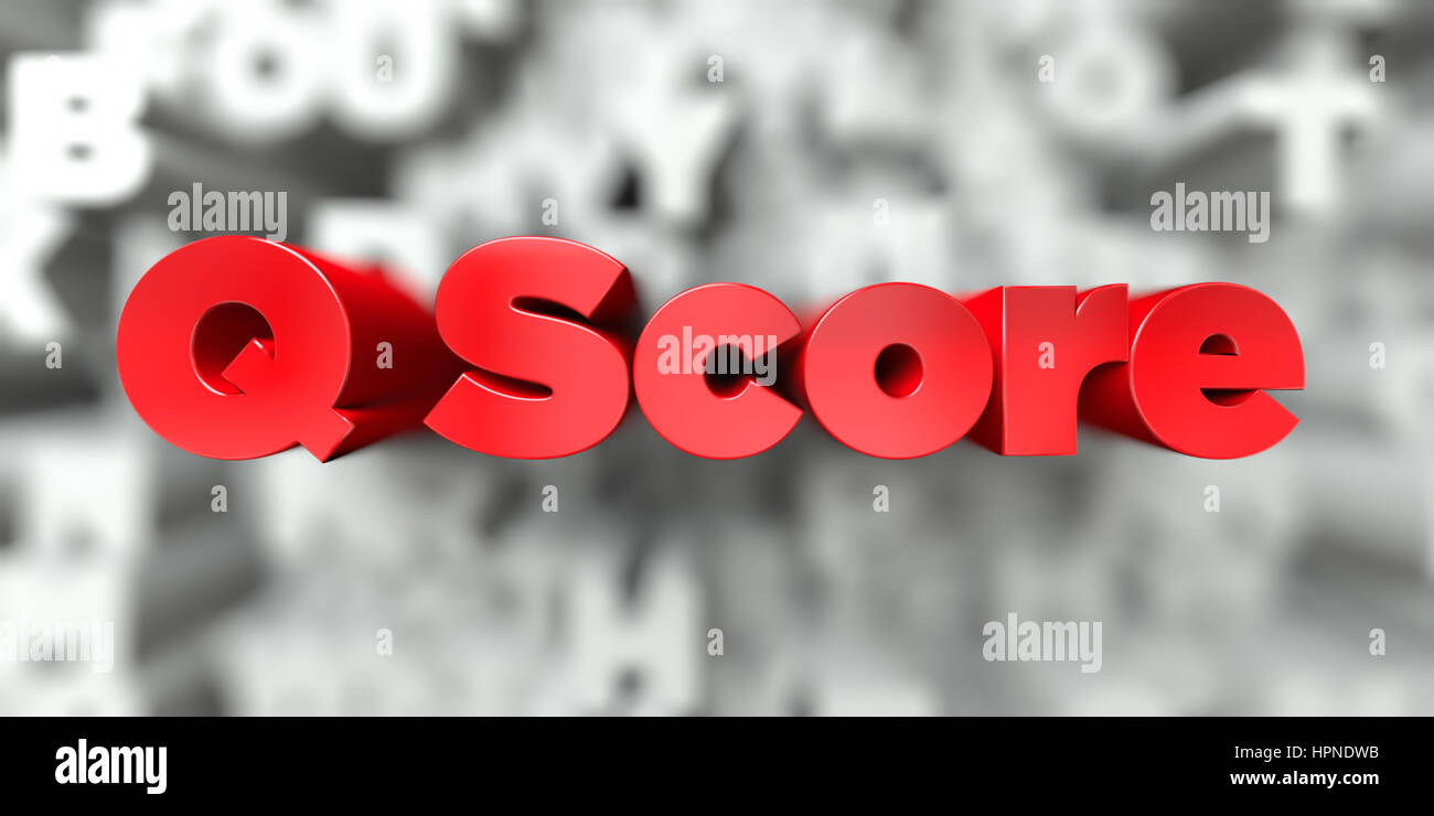 Q Score - Red text on typography background - 3D rendered royalty free ...