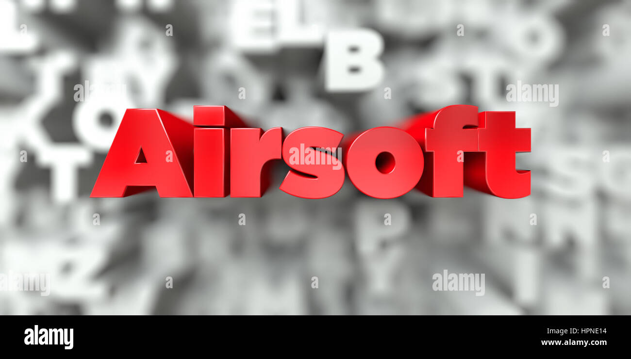 Airsoft - Red text on typography background - 3D rendered royalty free ...