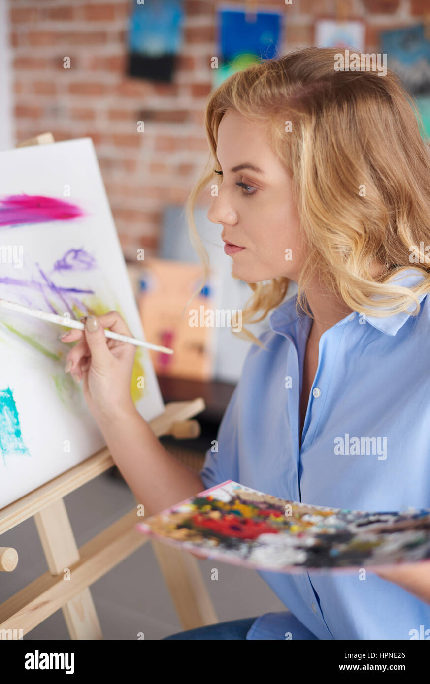 Focused artist drawing canvas hi-res stock photography and images - Alamy