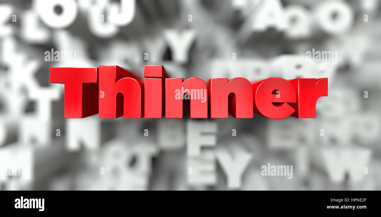 Thinner - Red text on typography background - 3D rendered royalty free ...