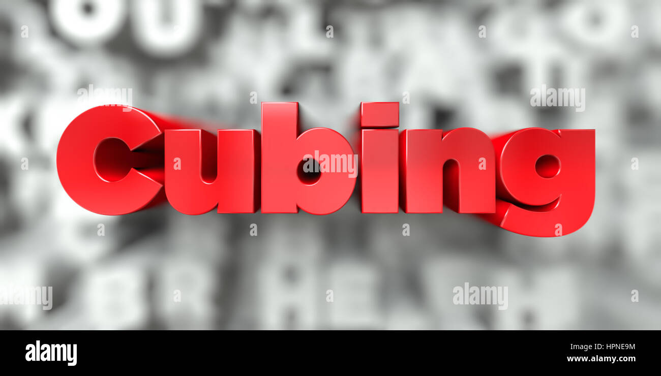 Cubing - Red text on typography background - 3D rendered royalty free ...
