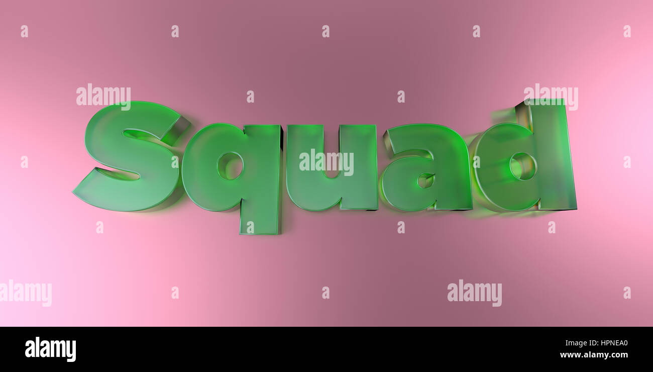 Squad - colorful glass text on vibrant background - 3D rendered royalty ...