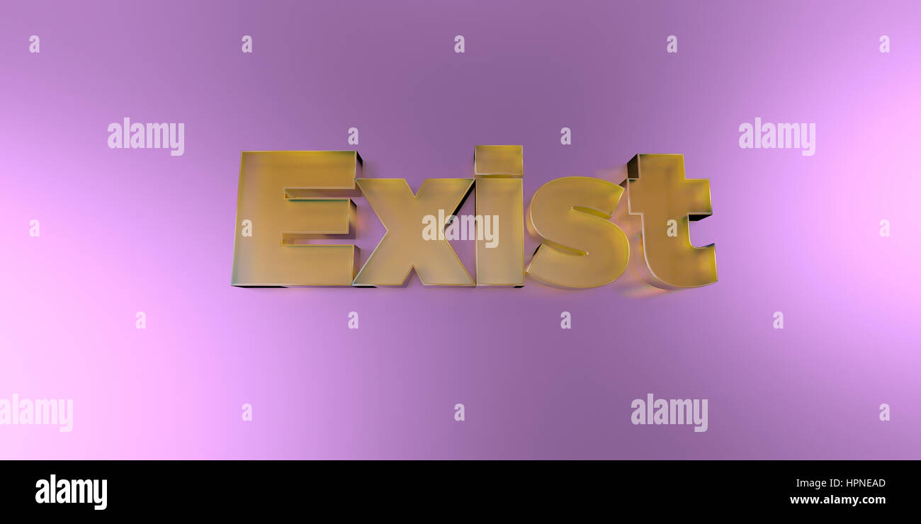 Exist - colorful glass text on vibrant background - 3D rendered royalty ...