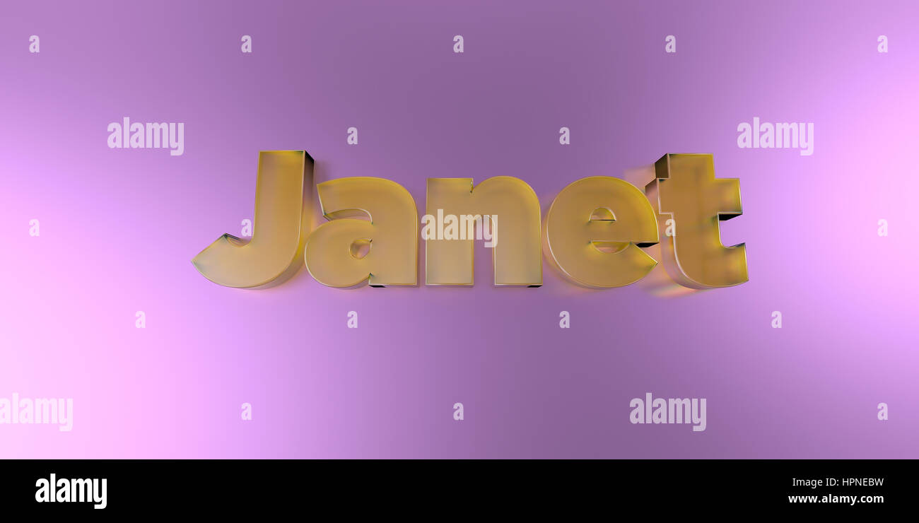 Janet - colorful glass text on vibrant background - 3D rendered royalty ...