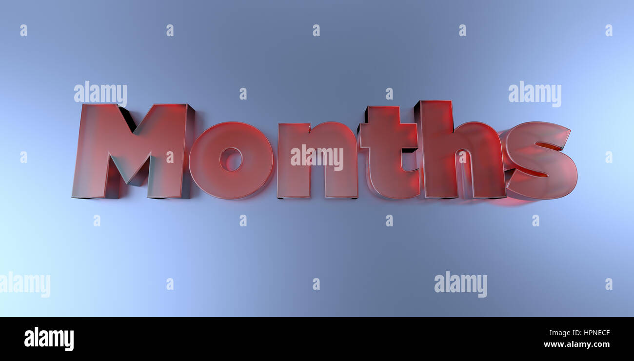 Months - colorful glass text on vibrant background - 3D rendered ...