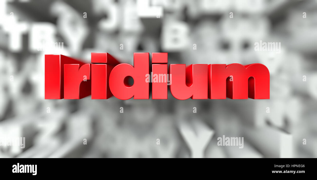 Iridium - Red text on typography background - 3D rendered royalty free ...