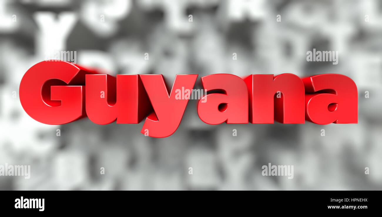 Guyana - Red text on typography background - 3D rendered royalty free ...