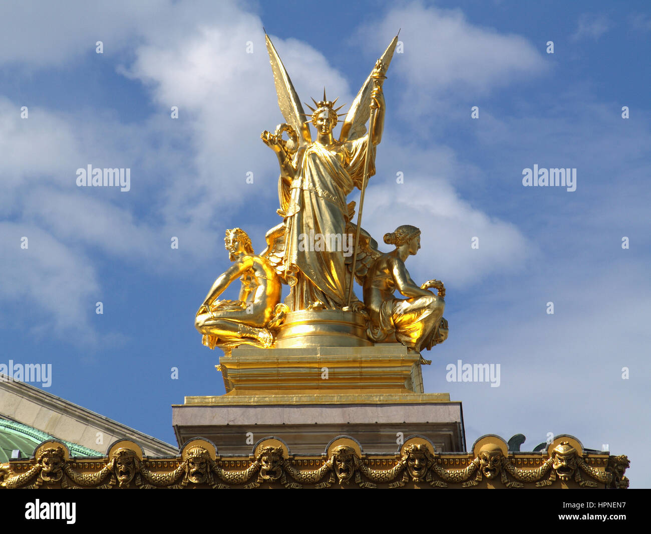 Gilt Copper Electrotype statues above Paris Opera House, Place De L ...