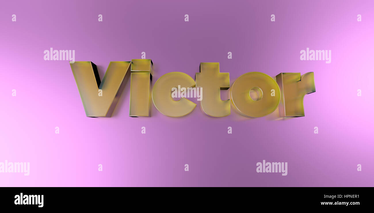 Victor - colorful glass text on vibrant background - 3D rendered ...