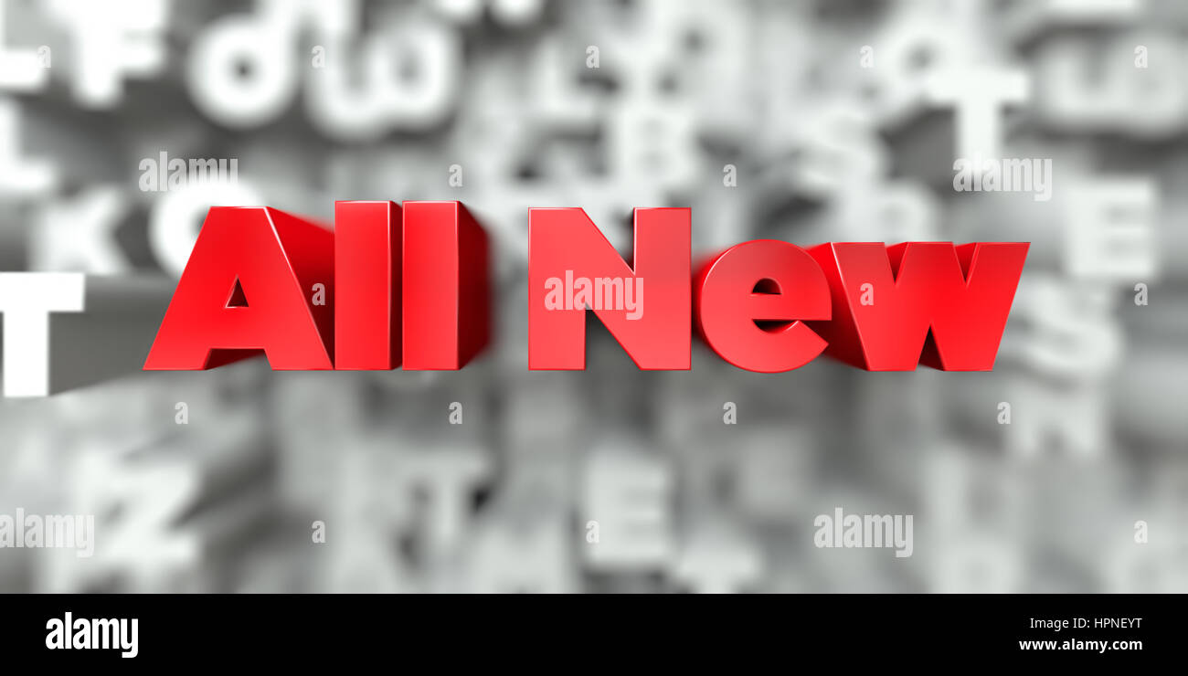 All New - Red text on typography background - 3D rendered royalty free ...
