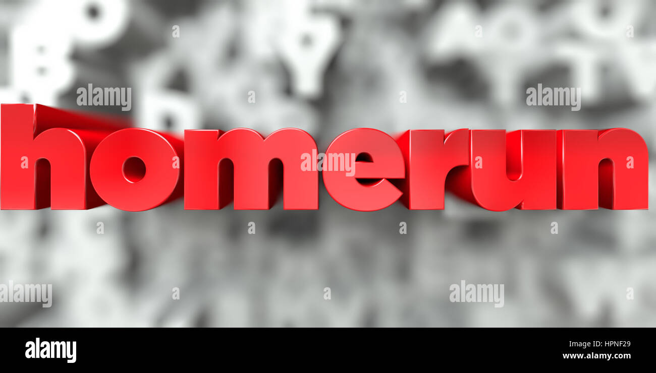 homerun - Red text on typography background - 3D rendered royalty free ...