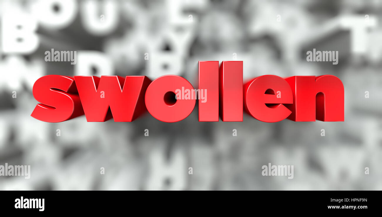 swollen - Red text on typography background - 3D rendered royalty free ...