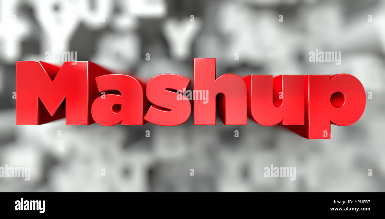 Mashup - Red text on typography background - 3D rendered royalty free ...