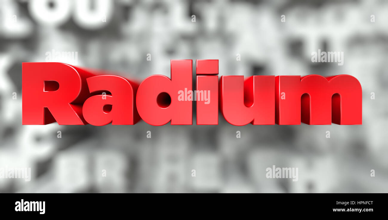 Radium - Red text on typography background - 3D rendered royalty free ...