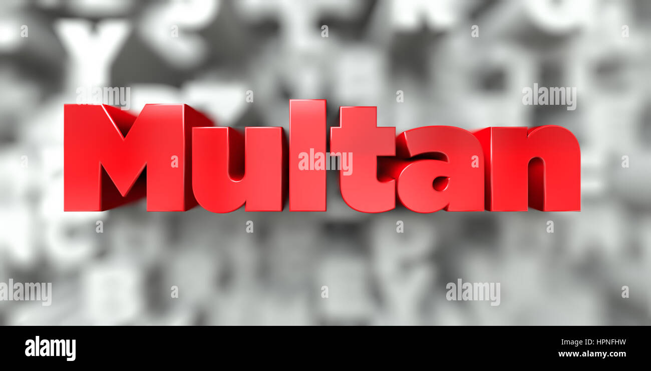 Multan - Red text on typography background - 3D rendered royalty free ...