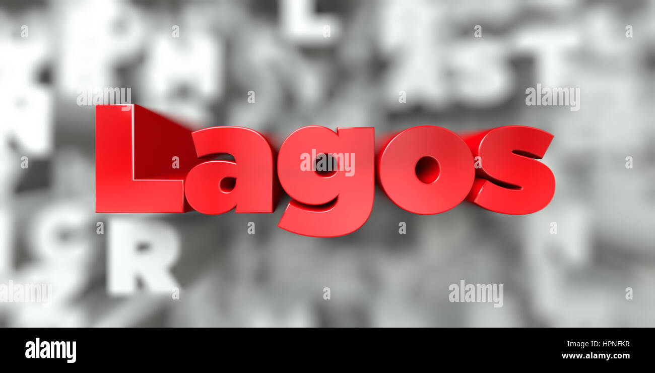 Lagos - Red text on typography background - 3D rendered royalty free ...