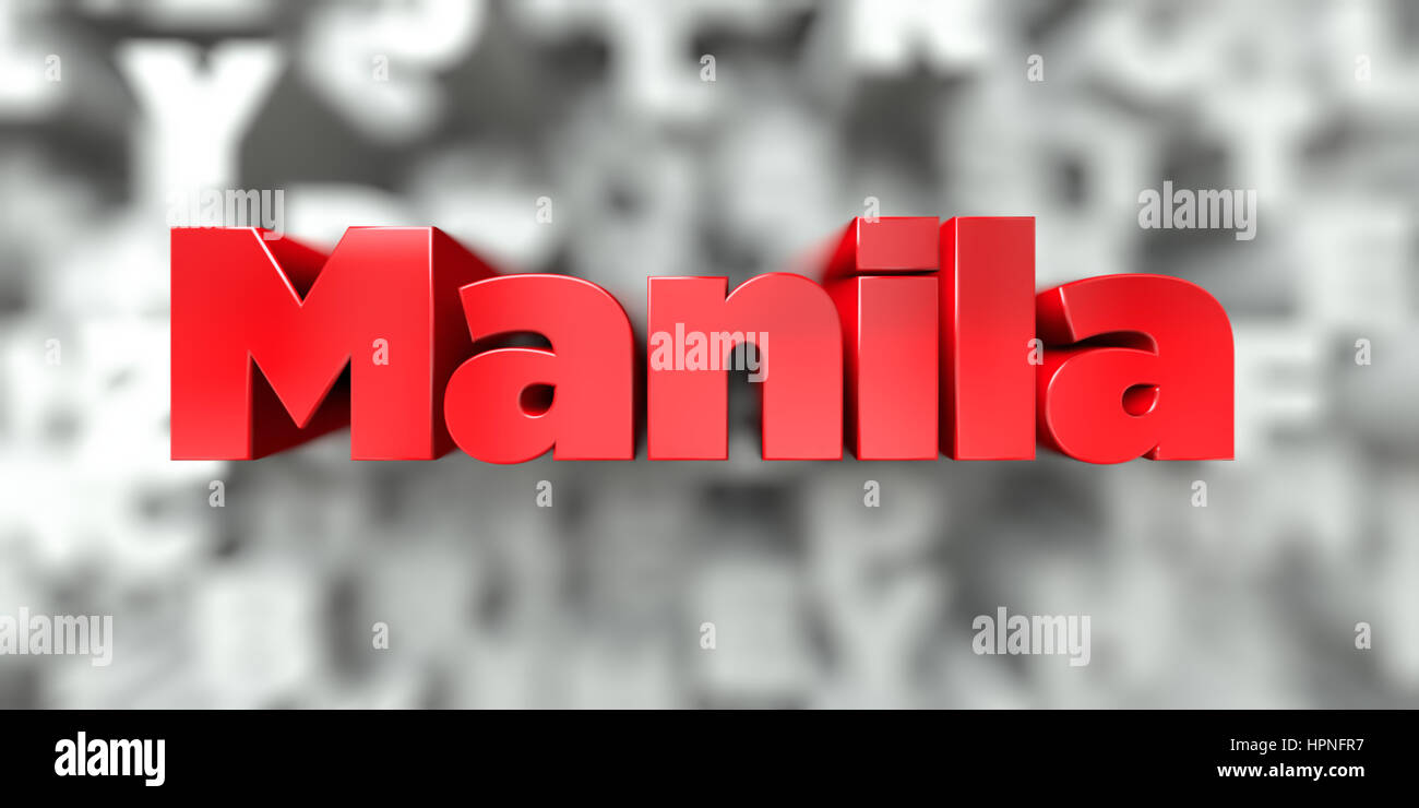 Manila - Red text on typography background - 3D rendered royalty free ...