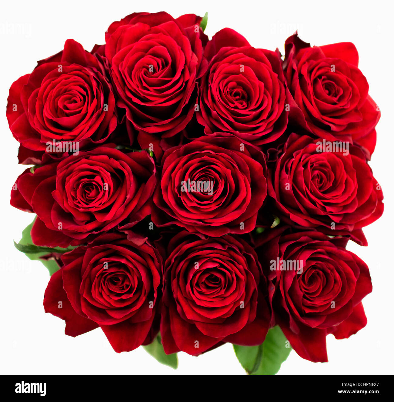 A bouquet of red roses from above Stock Photo - Alamy